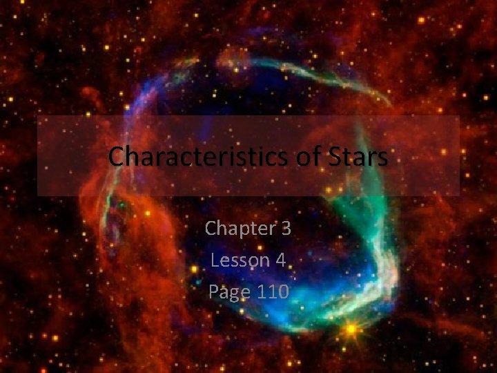 Characteristics of Stars Chapter 3 Lesson 4 Page
