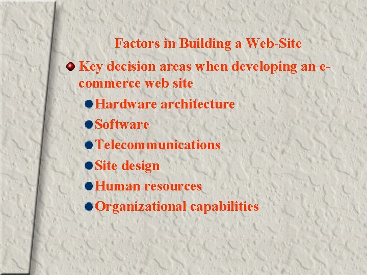 Building an ECommerce Web Site Factors in Building