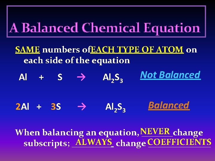 FLASHBACK Chemical Reactions Types of Chemical Equations Balancing