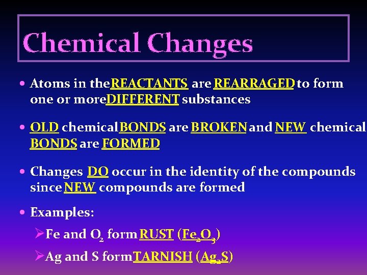 FLASHBACK Chemical Reactions Types of Chemical Equations Balancing