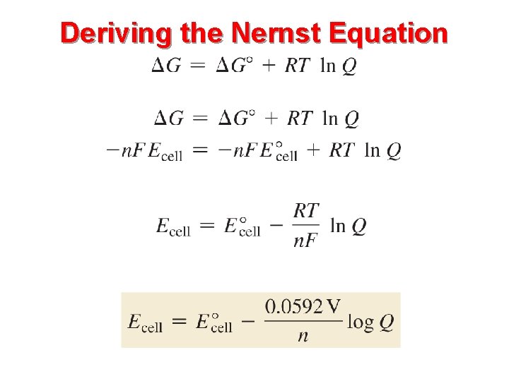 Electrochemistry Variables Unite Ecell G and K For