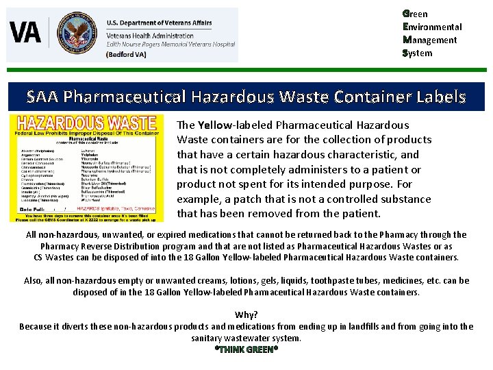 Green Environmental Management System NURSING PHARMACEUTICAL WASTECS WASTE