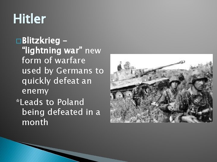 The War in Europe Hitler Blitzkrieg lightning war