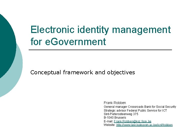 Electronic identity management for e Government Conceptual framework