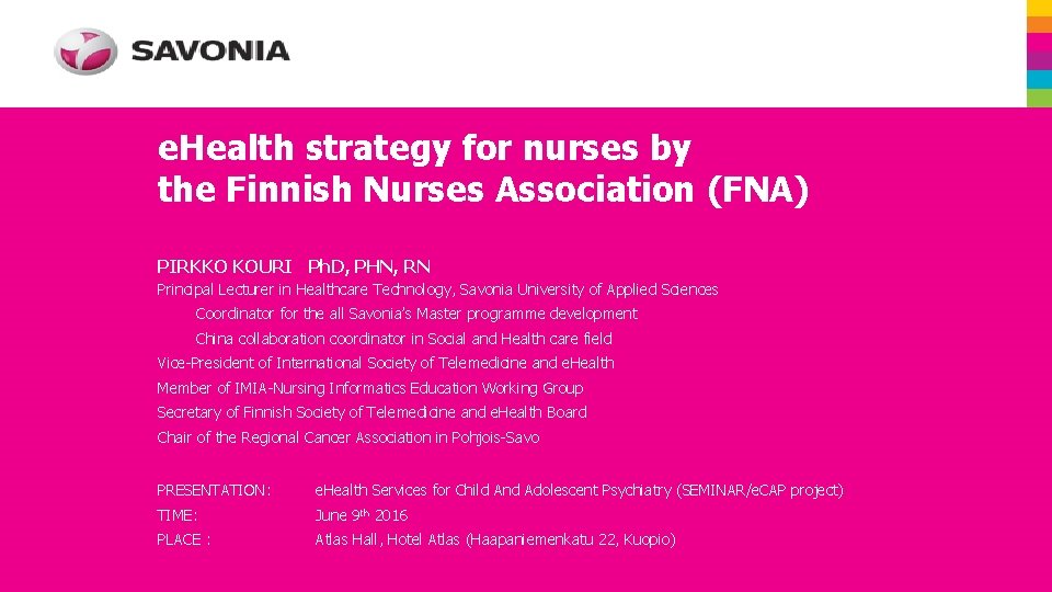 e Health strategy for nurses by the Finnish