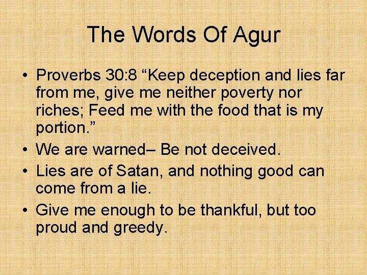 The Words Of Agur Proverbs 30 The Words