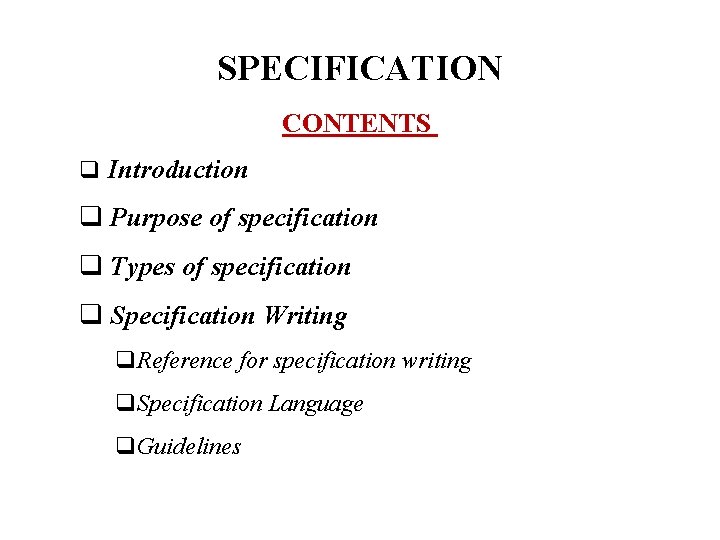 AUWC SPECIFICATION AND QUANTITY SURVEY CHAPTER 1 SPECIFICATION