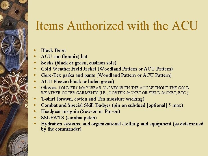 Army Combat Uniform ACU Briefing Prepared 18 Jan