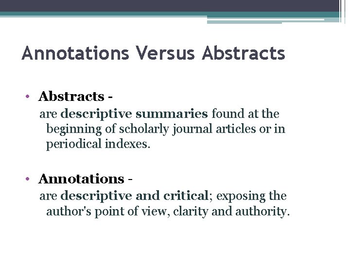 Writing An Annotated Bibliography Asa H Gordon Library