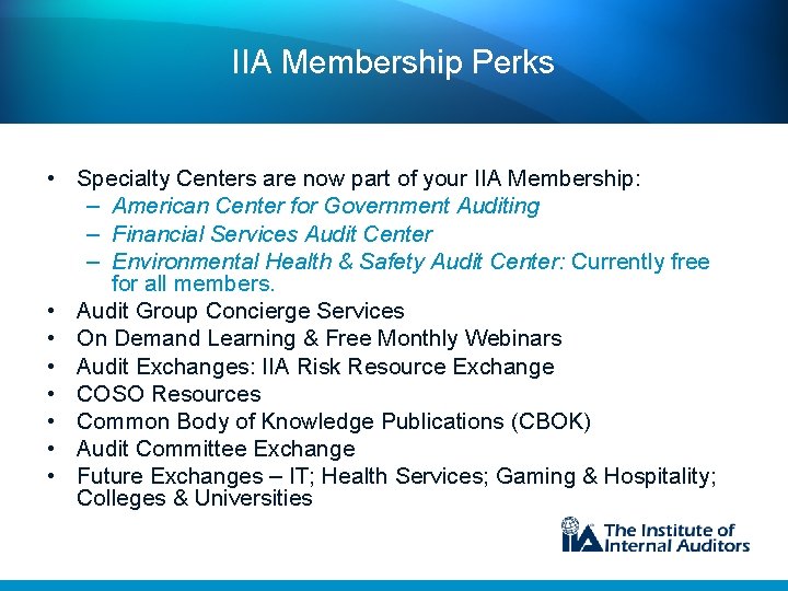 Central Jersey Chapter of the IIA Annual Update