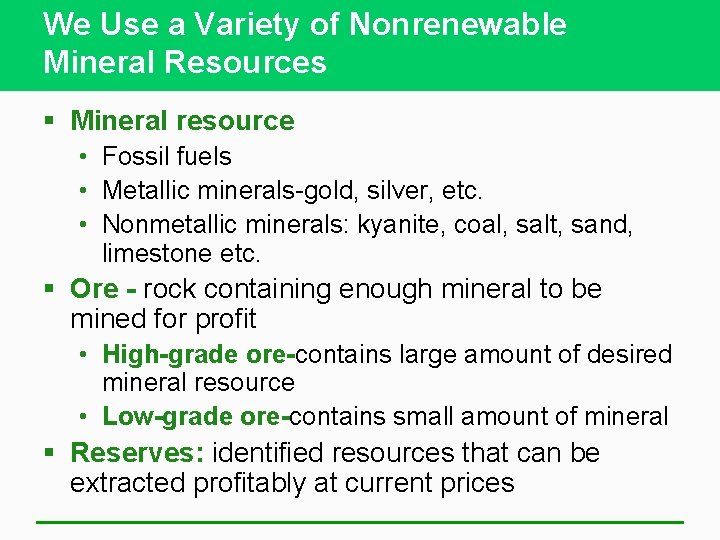 Geology and Nonrenewable Minerals Chapter 14 Core Case