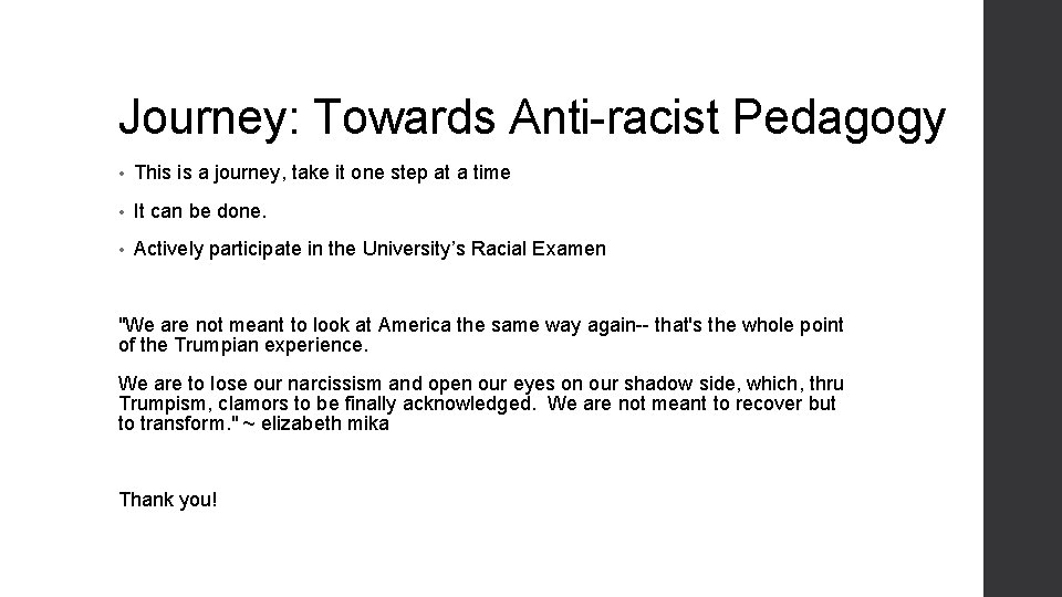 AntiRacist Outcomes Assessments Chipo C Nyambuya Esq School