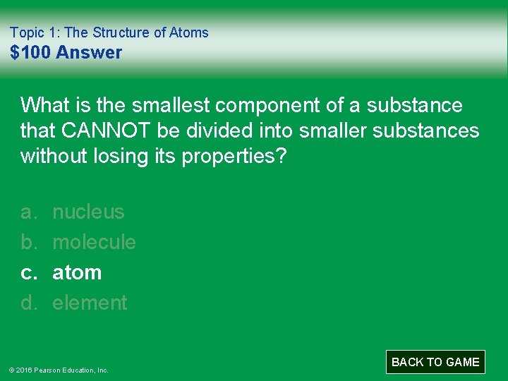 Chapter 2 Chemical Principles The Structure of Atoms