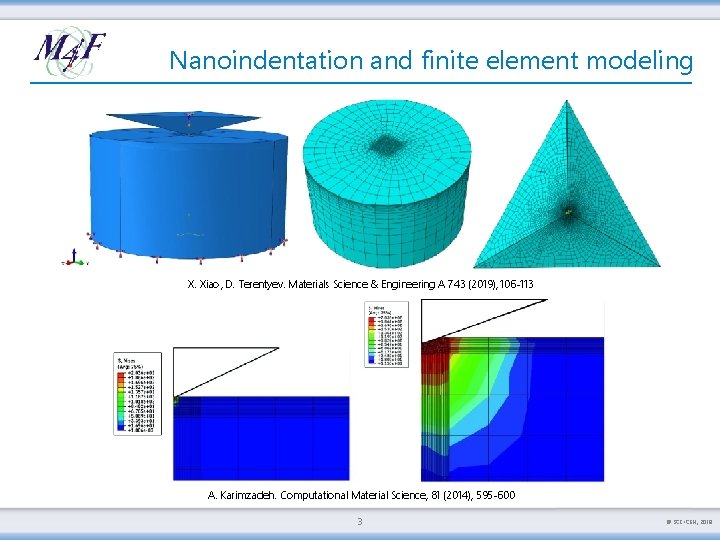 Nanoindentation for subminiaturized testing of irradiated materials FEM