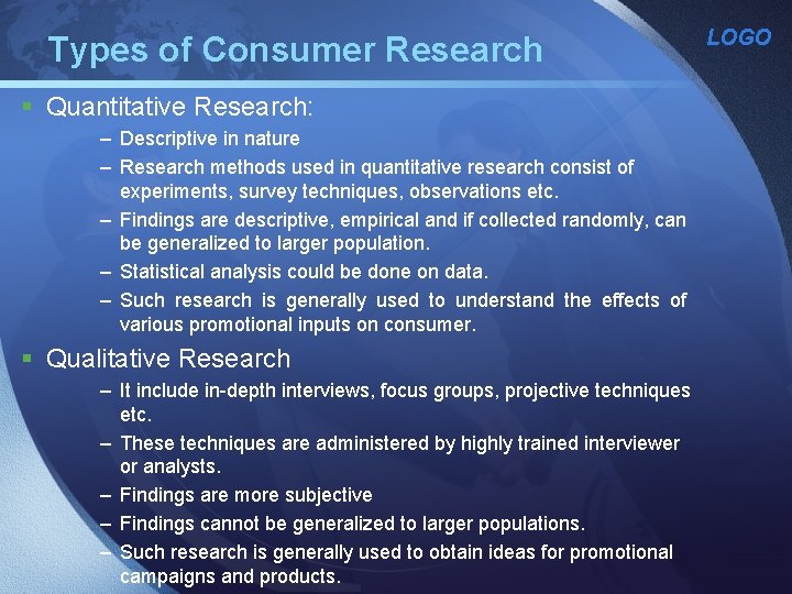 LOGO Consumer Research Consumer Research LOGO Consumer research