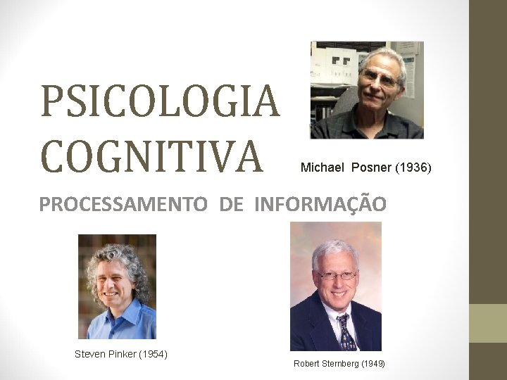 PSICOLOGIA COGNITIVA Michael Posner 1936 PROCESSAMENTO DE INFORMAO