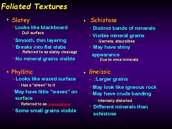 Metamorphic Rocks Metamorphic Rocks Rock changed from an