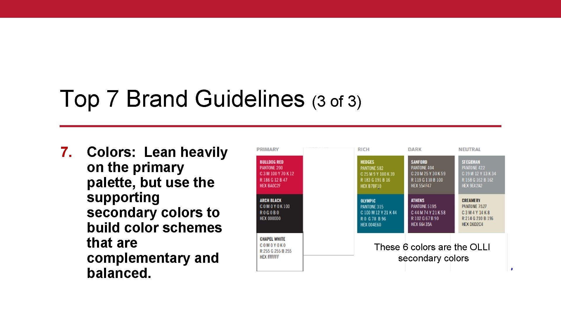 Top 7 OLLI Brand Guidelines Why follow these