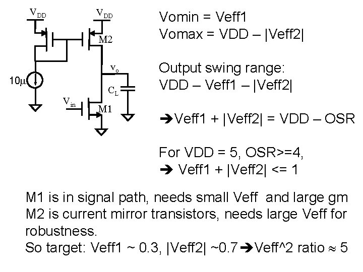 Design architecture selection plus biasingsizing Verification use analysis