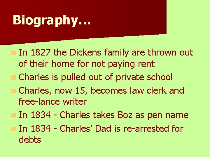 The World of Charles Dickens Charles Dickens Biography
