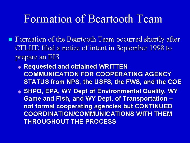 Environmental Compliance for Segment 4 of the Beartooth