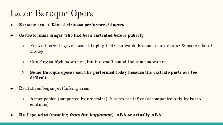Opera in the Baroque Era Part 4 Section