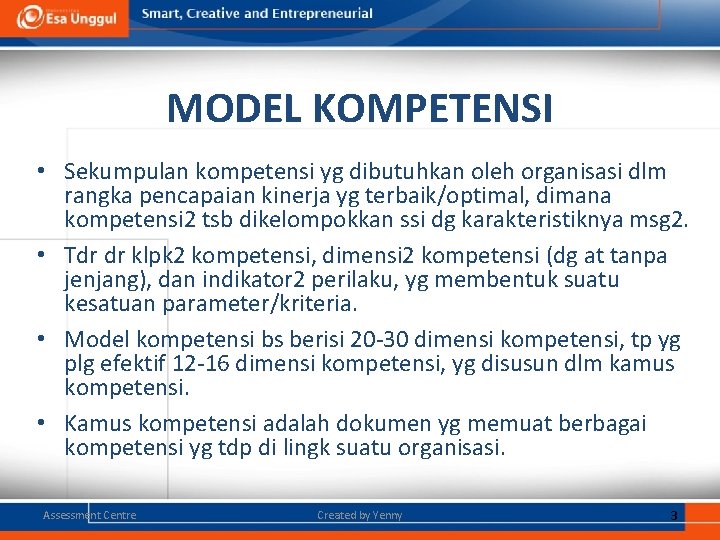 MODEL KOMPETENSI PERTEMUAN 7 Dra Sri Hastuti Handayani