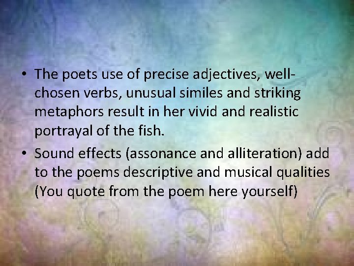 The Fish Elizabeth Bishop Close observation and detailed