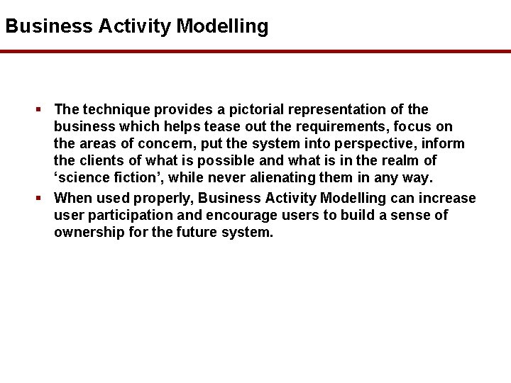 Business Activity Modelling Business Activities Business Events Threads