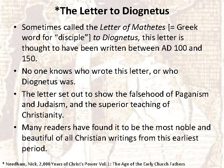 Review We have been looking at the Apostolic