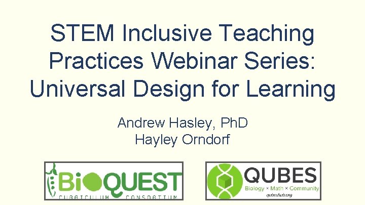 Stem Inclusive Teaching Practices Webinar Series Universal Design