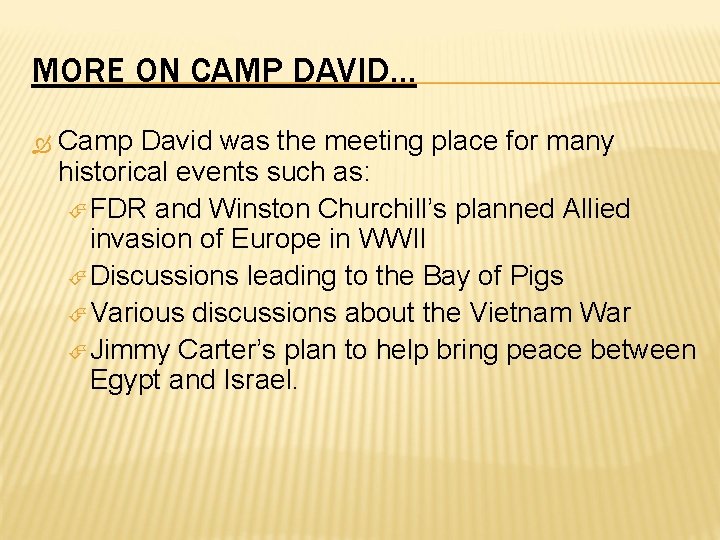 JIMMY CARTER AND THE CAMP DAVID ACCORDS JIMMY