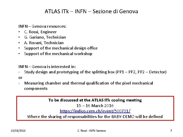 ATLAS ITk Activities A ATLAS ITk cooling system