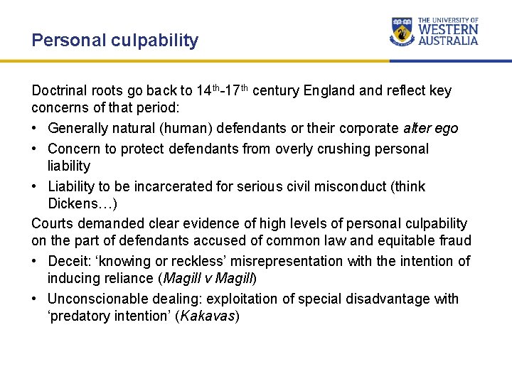 Culpable Corporate Minds Professor Elise Bant UWA Law