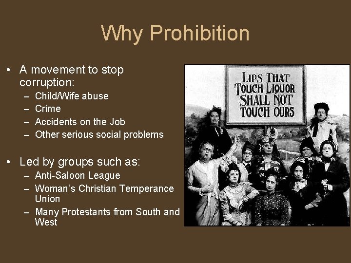 Prohibition Vocabulary Prohibition Era in American society where