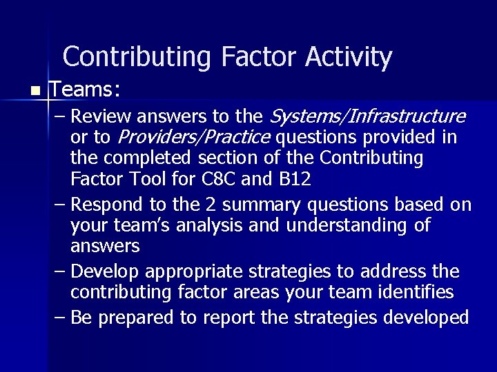 Local Contributing Factor Tool for SPPAPR Compliance Indicators