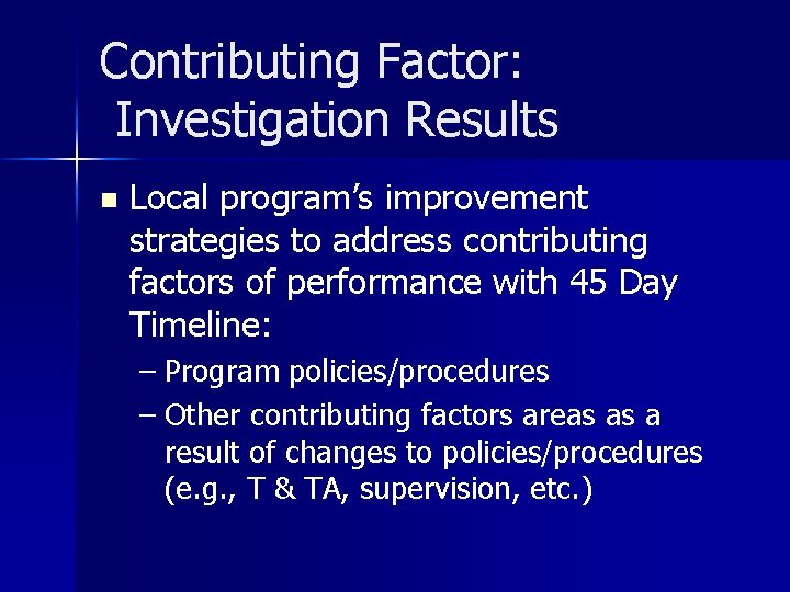 Local Contributing Factor Tool for SPPAPR Compliance Indicators