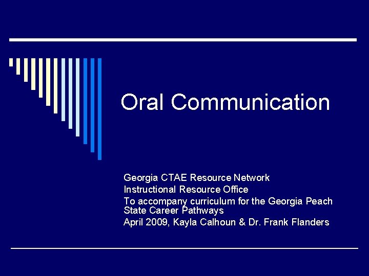 Oral Communication Georgia CTAE Resource Network Instructional Resource