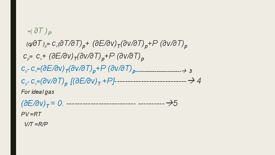 Relationship between cp and Cv Name of the