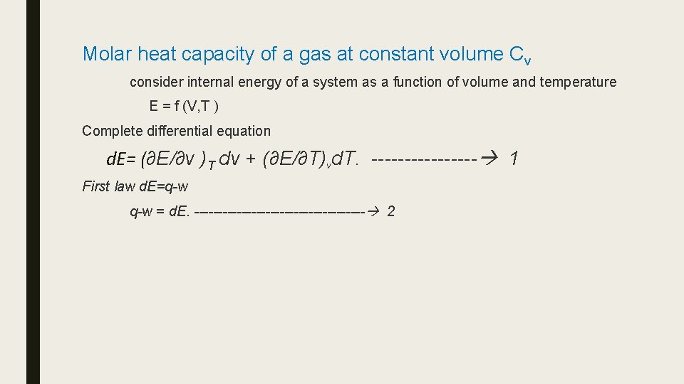 Relationship between cp and Cv Name of the