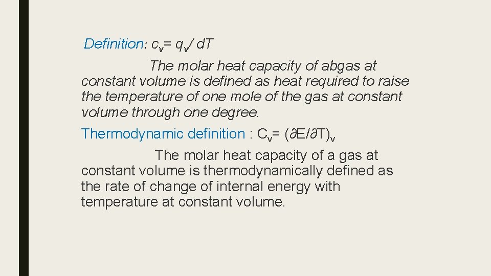 Relationship between cp and Cv Name of the