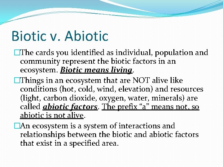Investigation 2 Part 1 Ecosystem Card Sort Warm