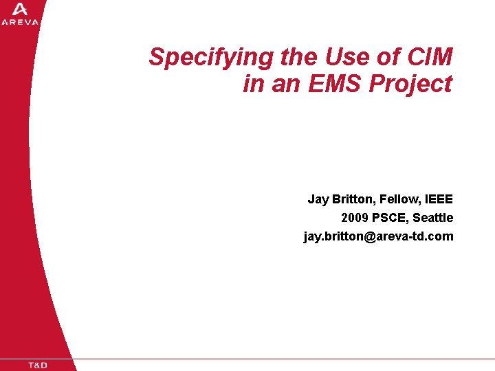 Specifying the Use of CIM in an EMS