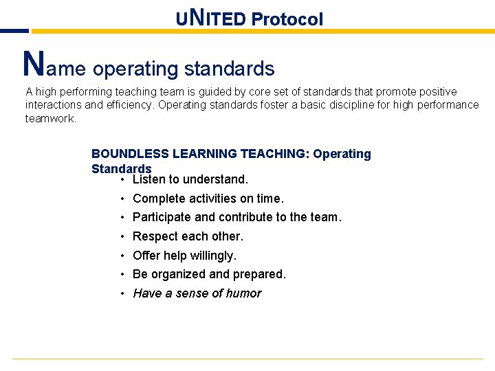 Whiteley Foster UNITED Protocol Steps for Teaching Success