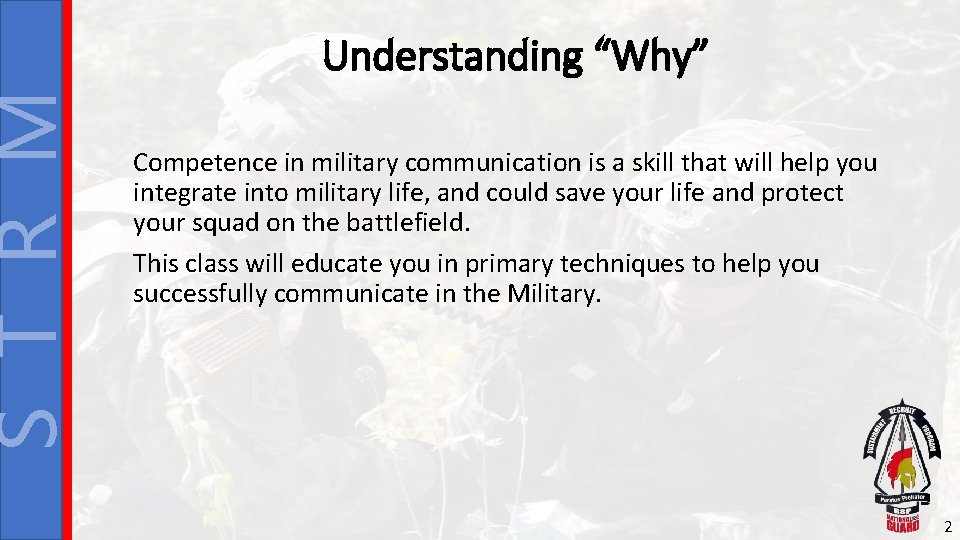 Basic Military Communication SOLDIER TRAINING READINESS S T