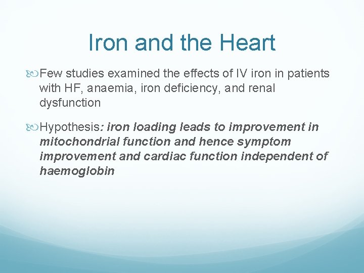 Effects of intravenous iron in chronic kidney disease
