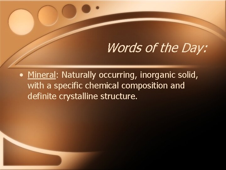 Table of Contents Title What is a Mineral