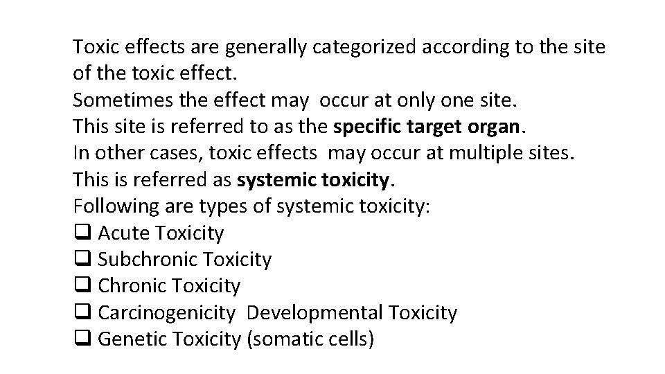 Toxicology Systemic Toxic Effects Acute Toxicity Subchronic Toxicity