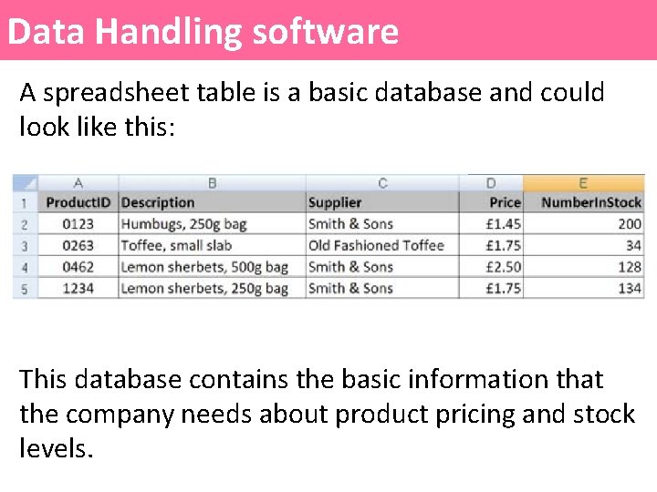 Databases This topic looks at the basic concept