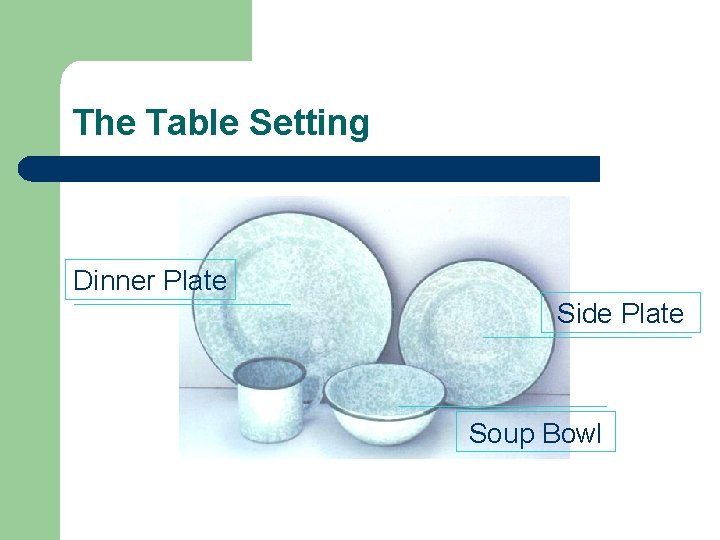 Table Etiquette The Basics Introduction l l Table